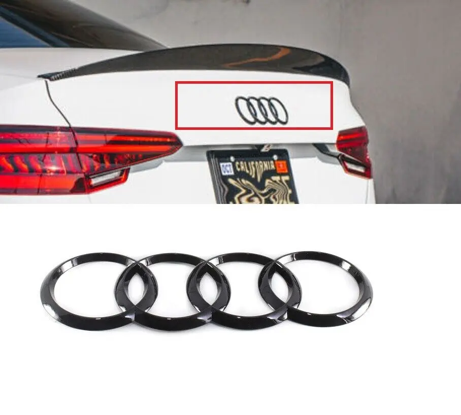 Audi emblem ringar till baklucka 192mm Svart/Krom - RM Bilstyling